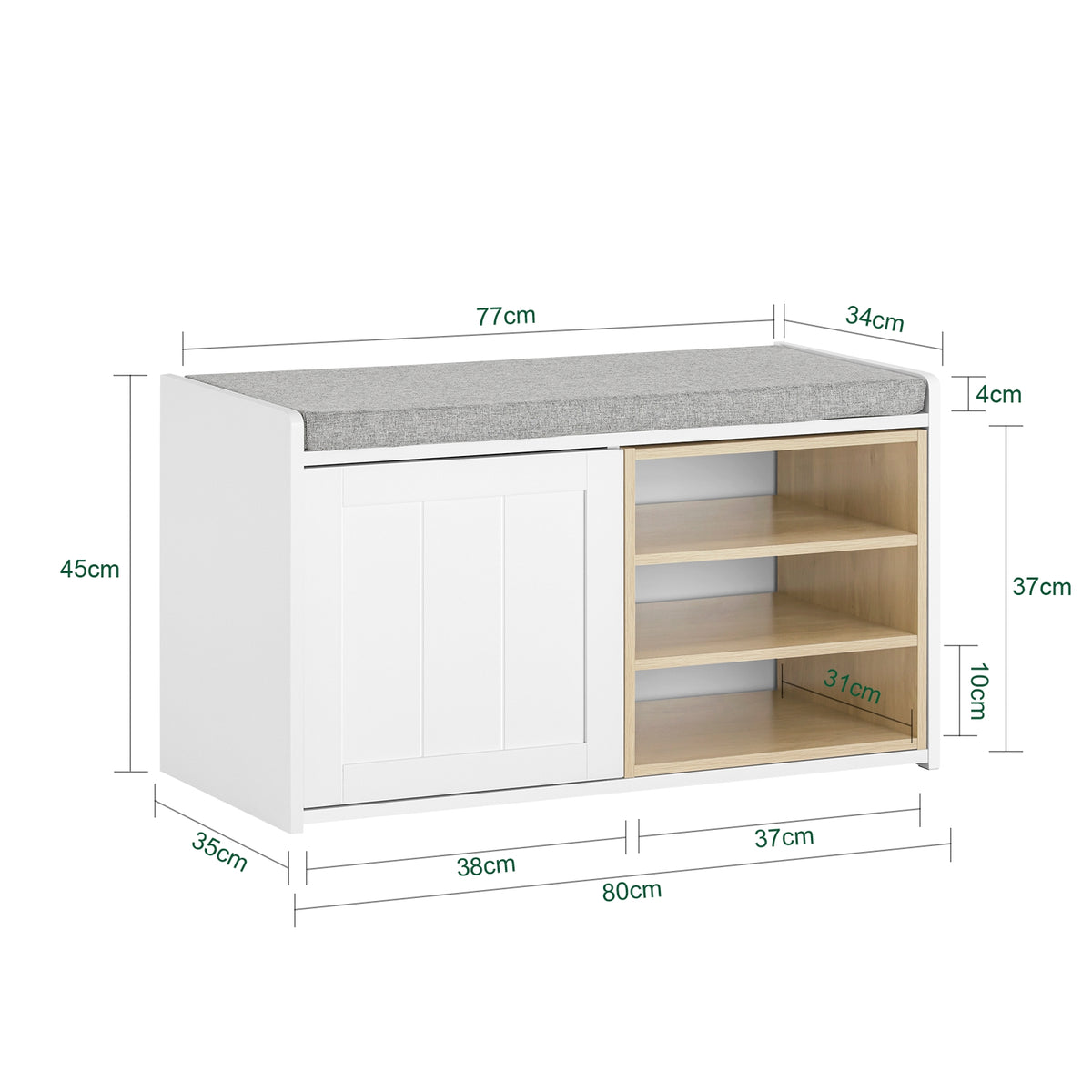 Shoe Cabinet | Shoe Storage Bench | Removable Seat Cushion- Haotian ...