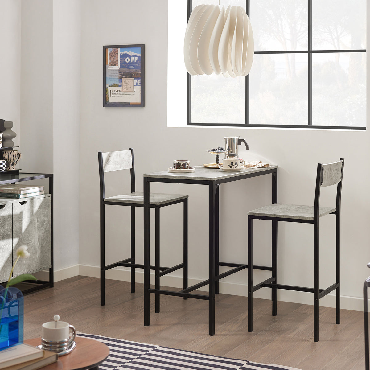 Haotian Bar Set-1 Bar Table and 2 Chairs, 3 Pieces Dining Set, OGT03-HG ...